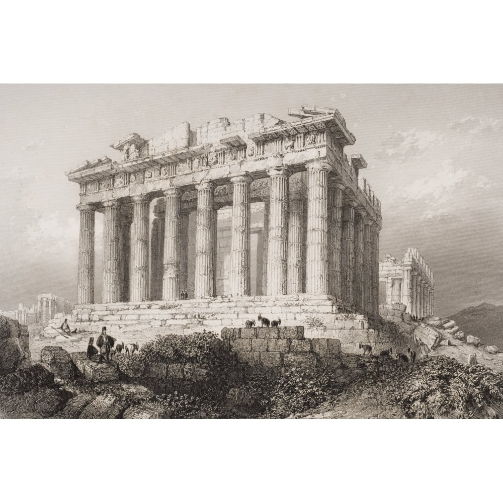 The Parthenon At Athens Greece. Engraved By E. Challis After W.H ...