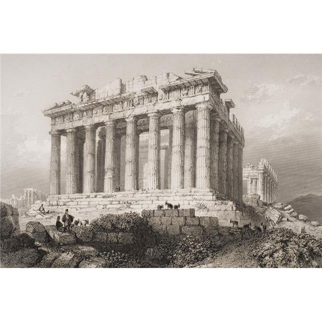 The Parthenon At Athens Greece. Engraved by E. Challis After W.H ...
