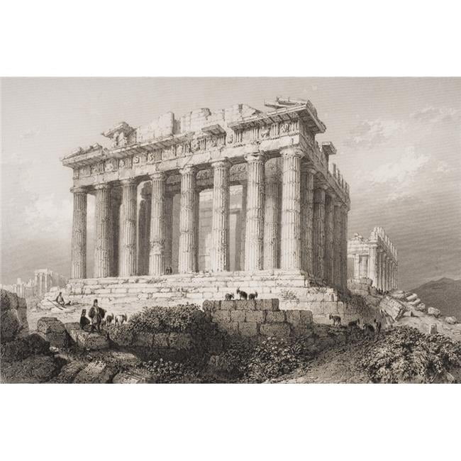 The Parthenon At Athens Greece. Engraved by E. Challis After W.H ...