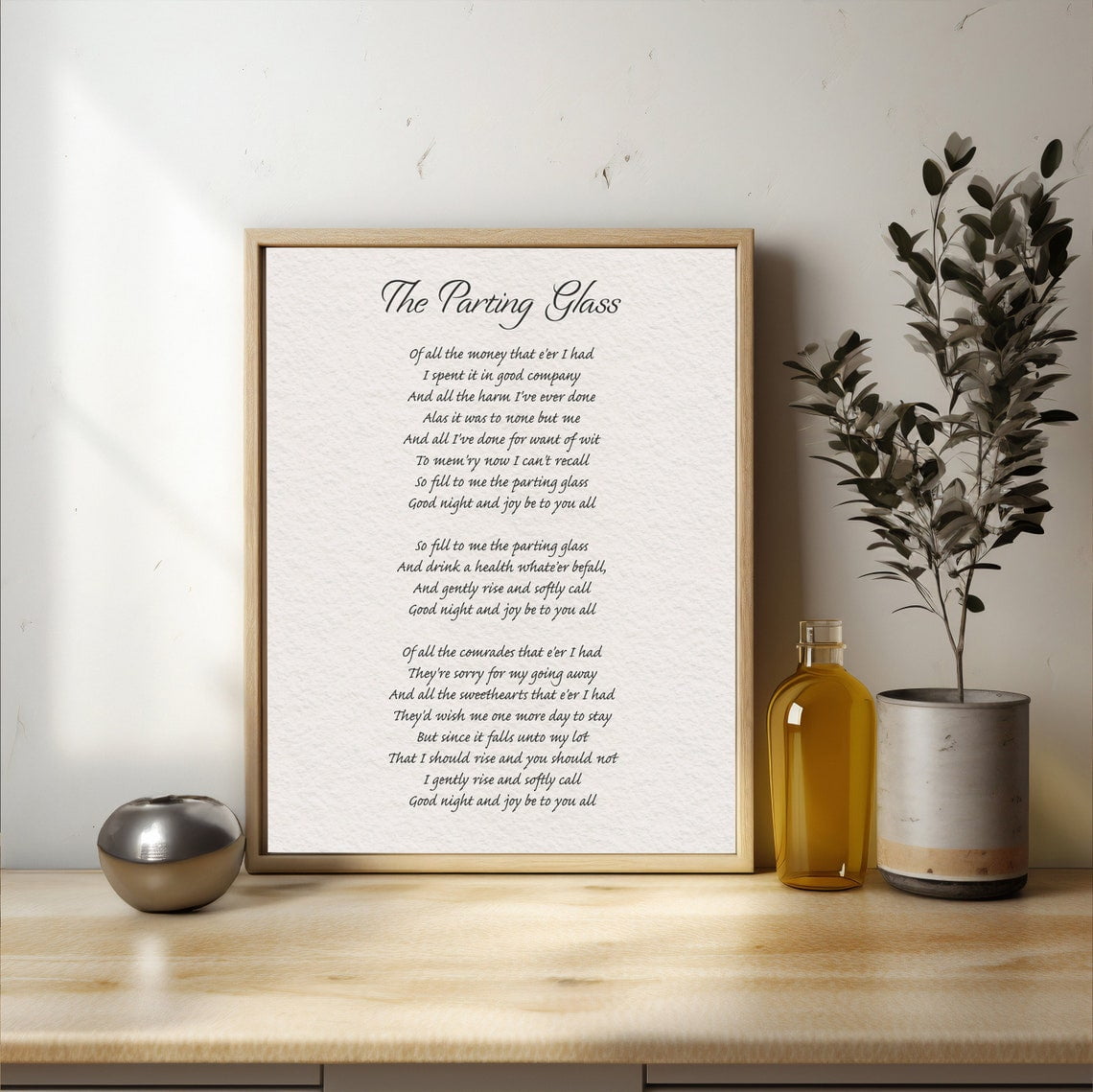 The Parting Glass Song Lyrics Printable Scottish Irish Folk Poster ...
