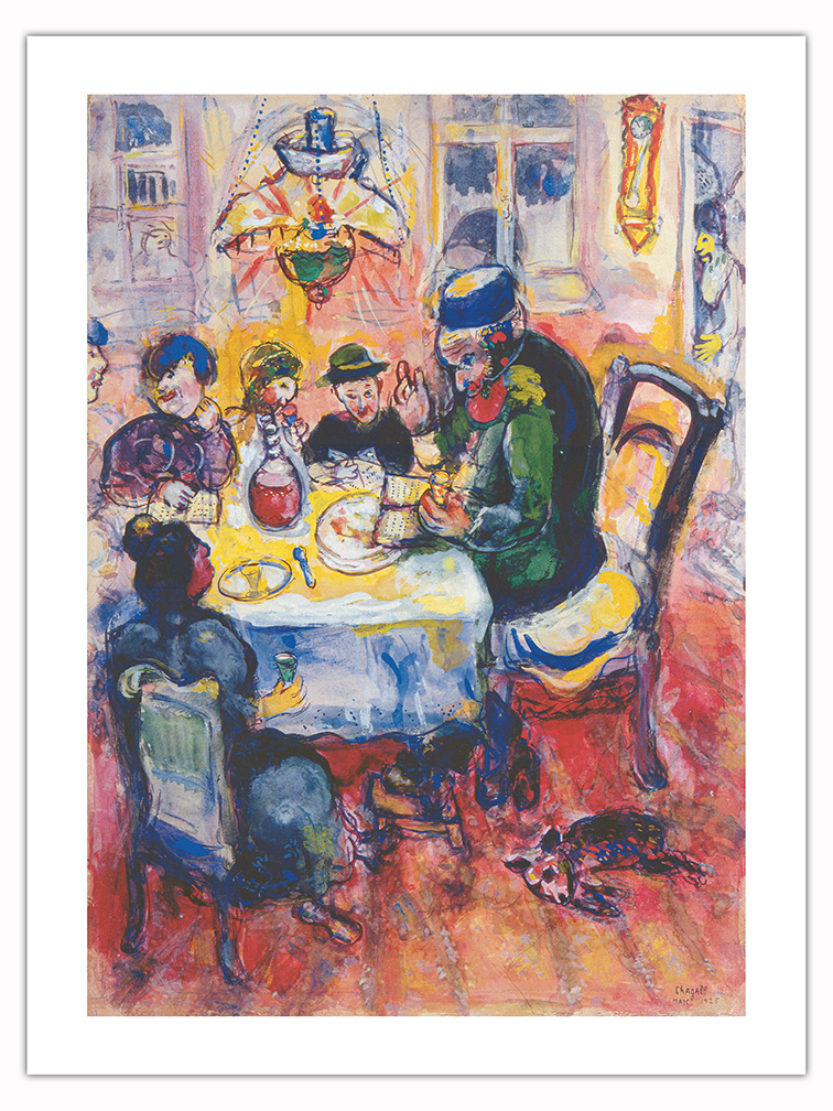 The Passover Seder - From an Original Color Painting by Marc Chagall c ...