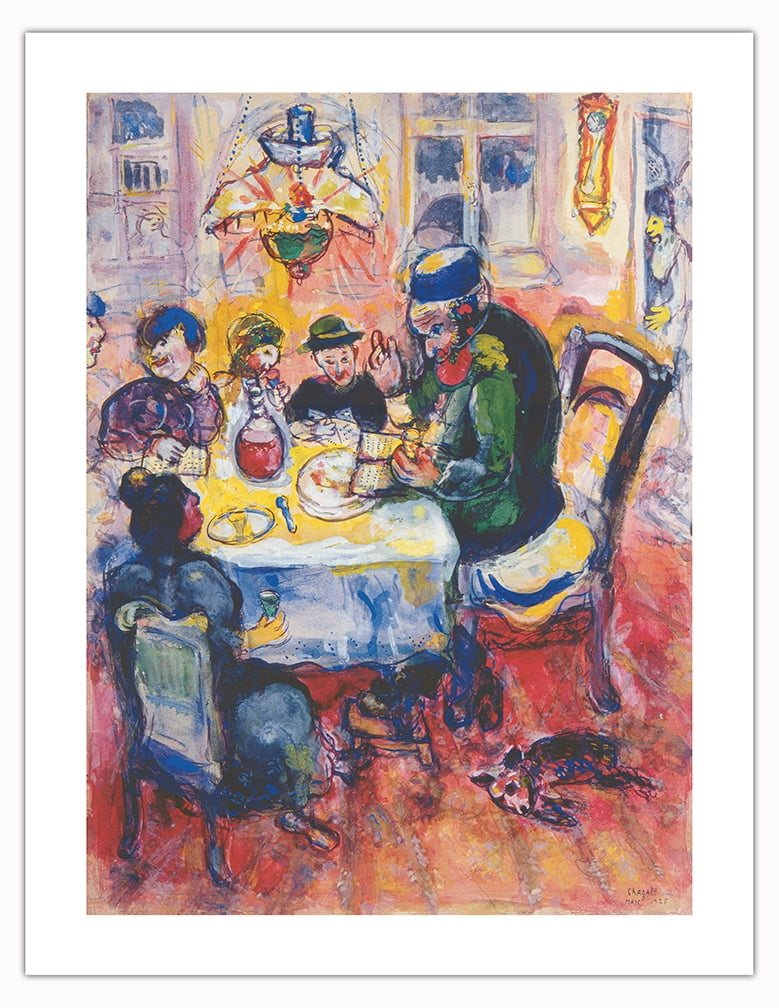 The Passover Seder - From an Original Color Painting by Marc Chagall c ...