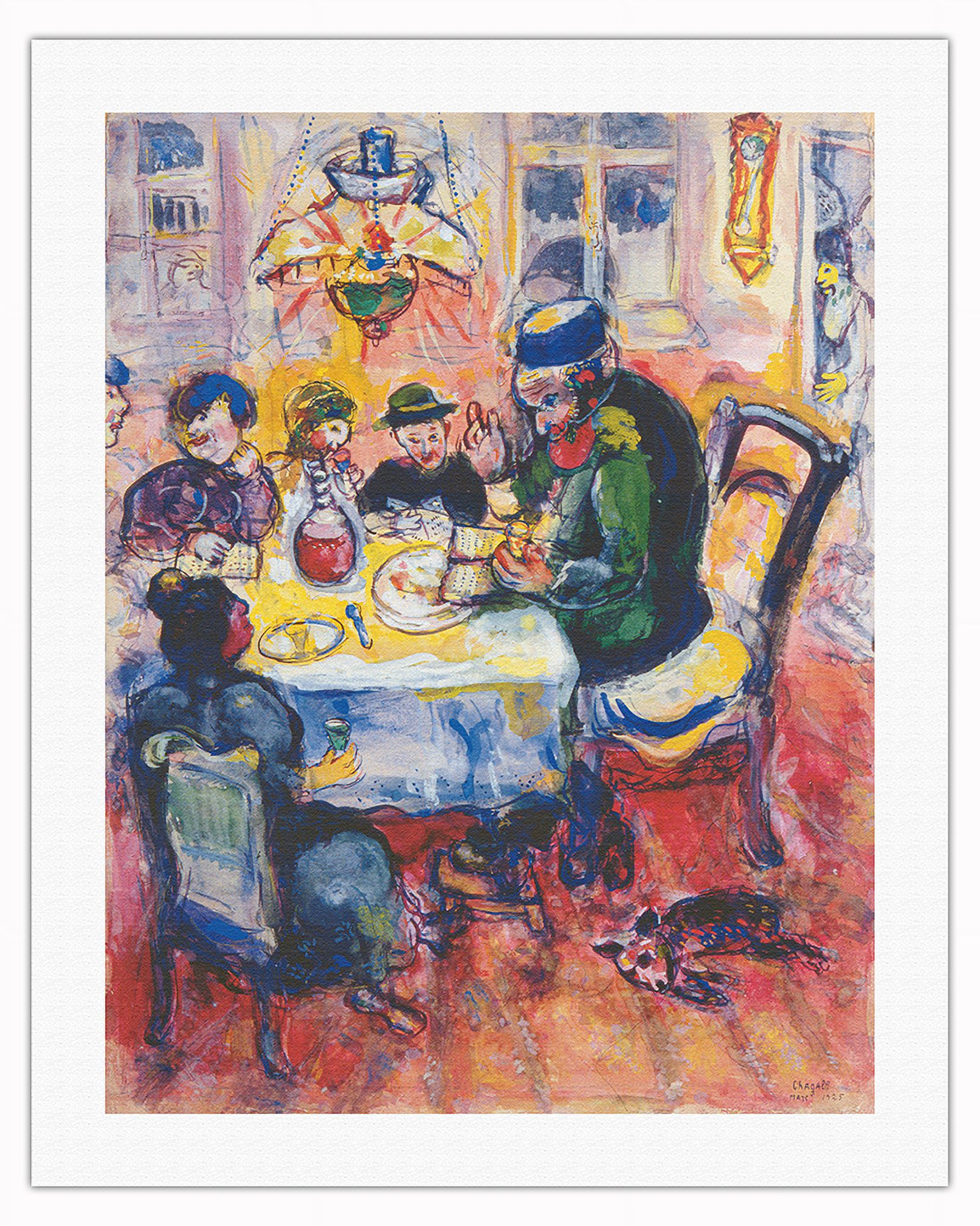 The Passover Seder - From an Original Color Painting by Marc Chagall c ...