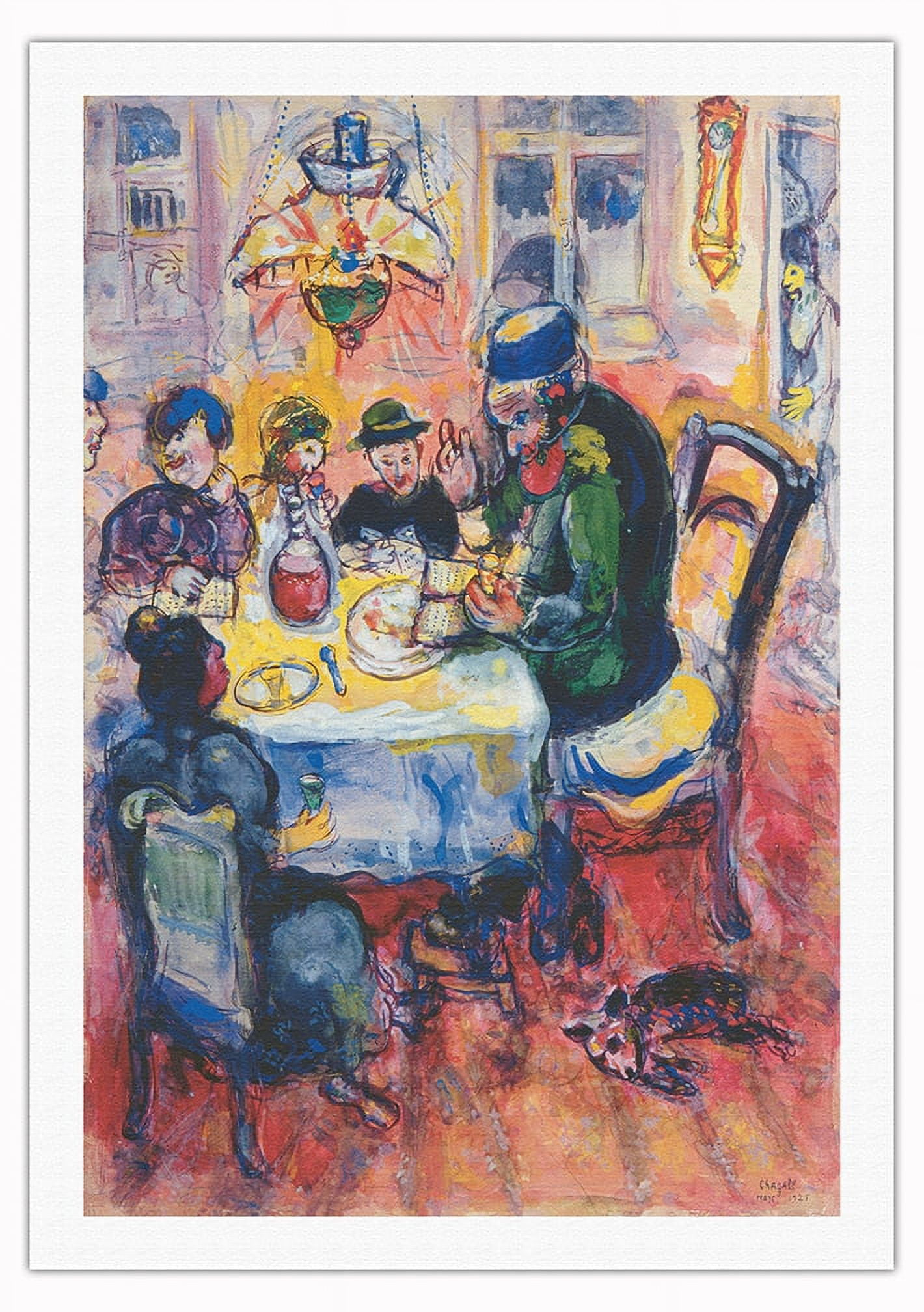 The Passover Seder - From an Original Color Painting by Marc Chagall c ...
