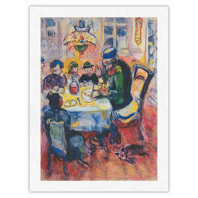 The Passover Seder - From an Original Color Painting by Marc Chagall c ...