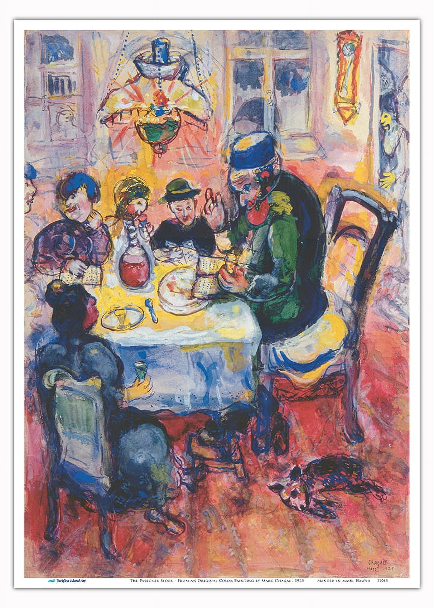 The Passover Seder - From an Original Color Painting by Marc Chagall c ...