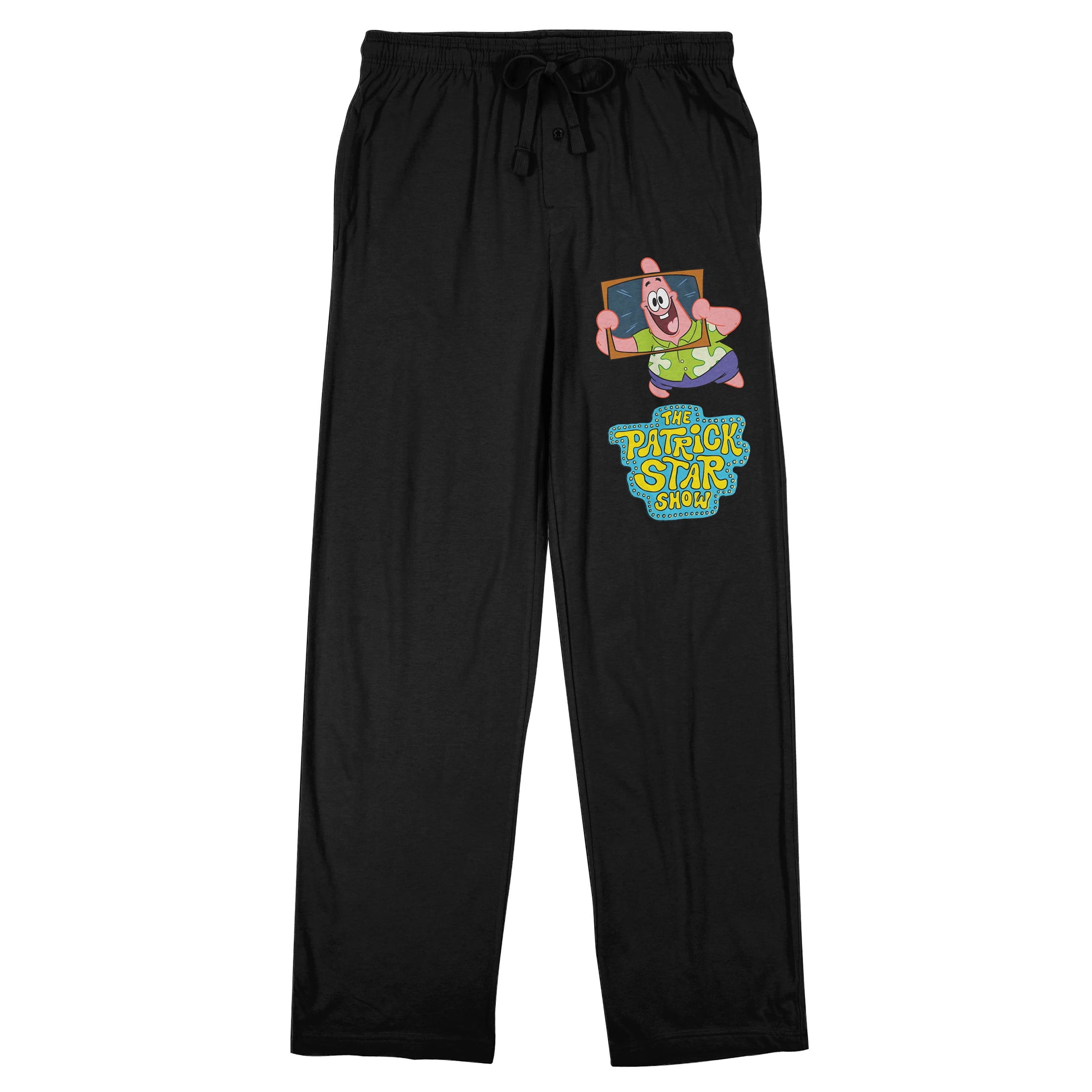 The Patrick Star Show Patrick & Logo Men's Black Sleep Pajama Pants-XXL ...