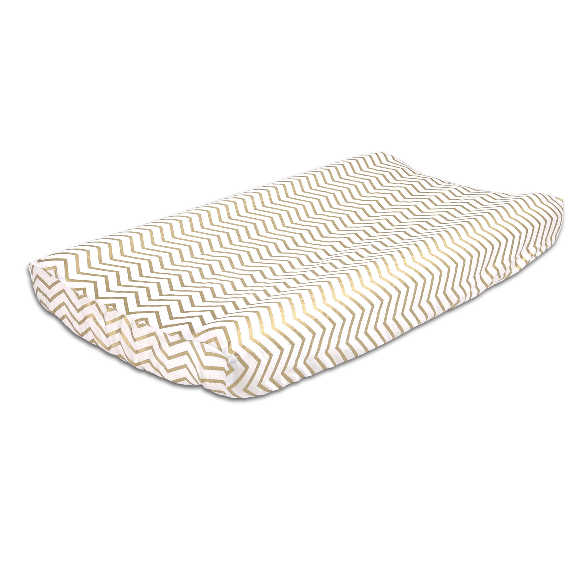 The Peanut Shell Baby Contoured Changing Pad Cover - Metallic Gold Zig ...