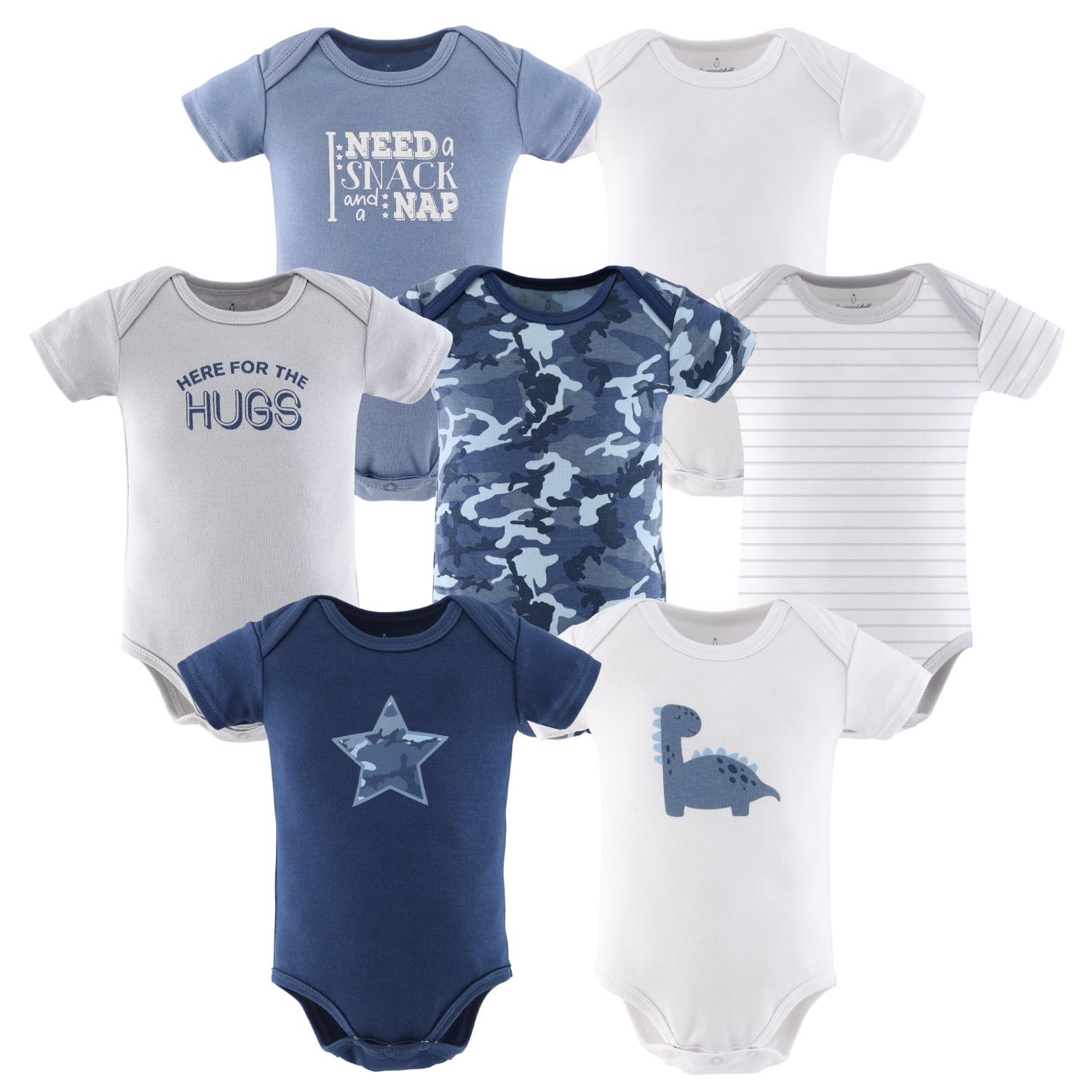 The Peanutshell Baby Boy Bodysuits, 7-Pack, Blue Camo - Walmart.com
