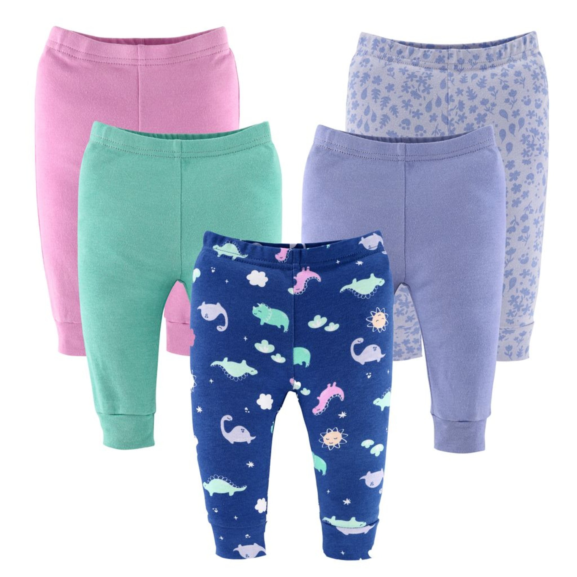 The Peanutshell Baby Girl Pants Set 5-Pack Cotton Pull-On Toddler Pants ...