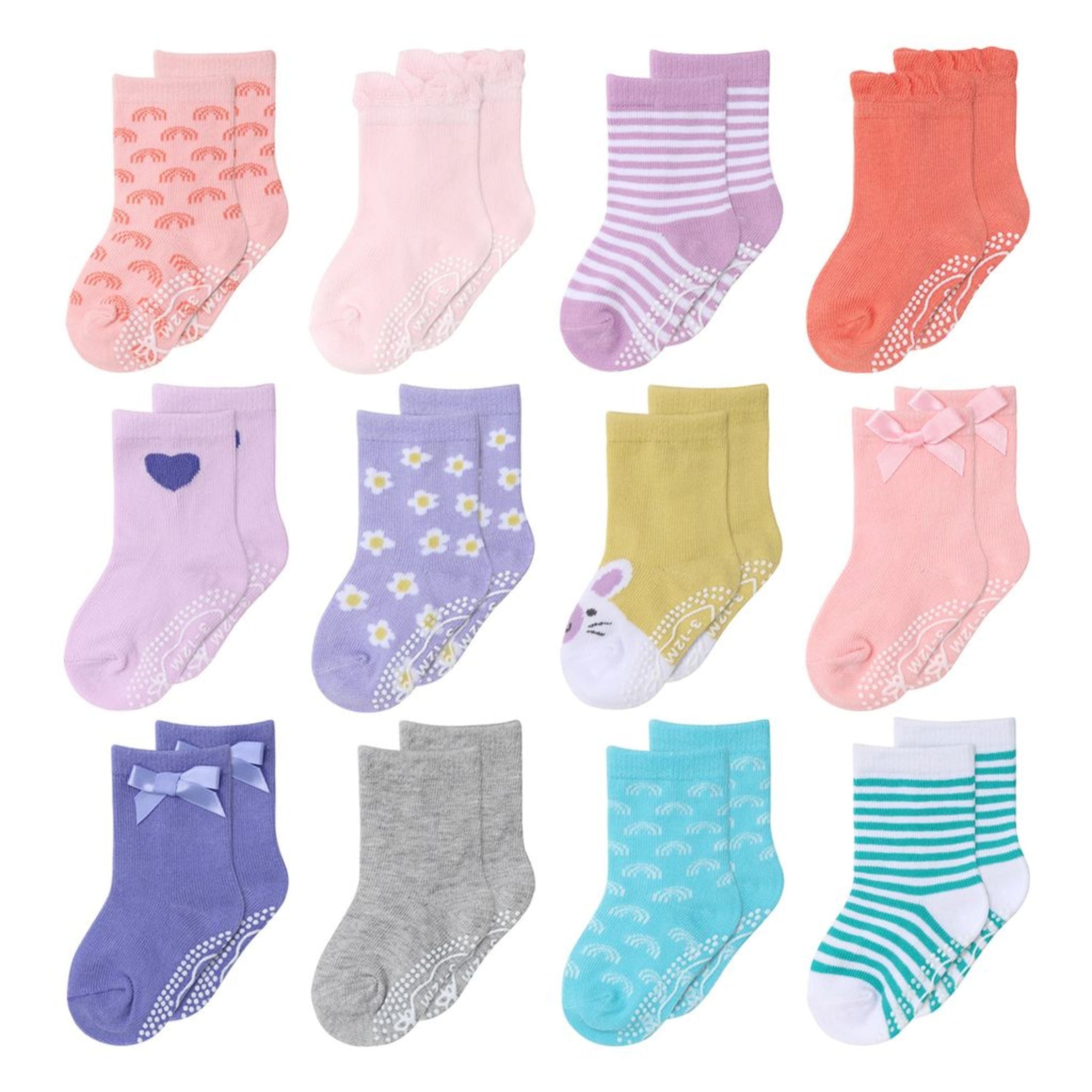 The Peanutshell Organic Baby Socks, Cotton Crew Socks for Girls 12-24 ...