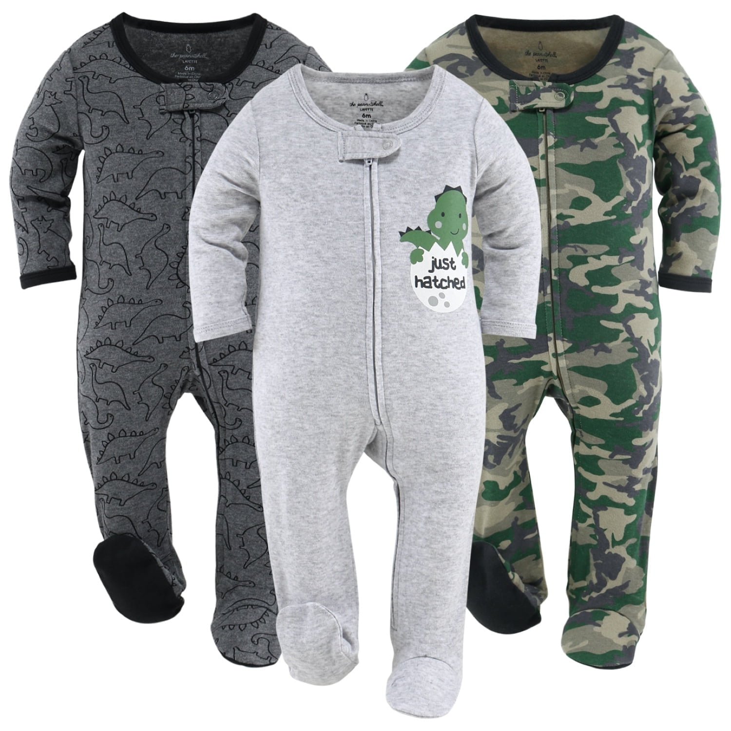 The Peanutshell Baby Sleep n Play Footed Pajamas for Boys, Gray and ...