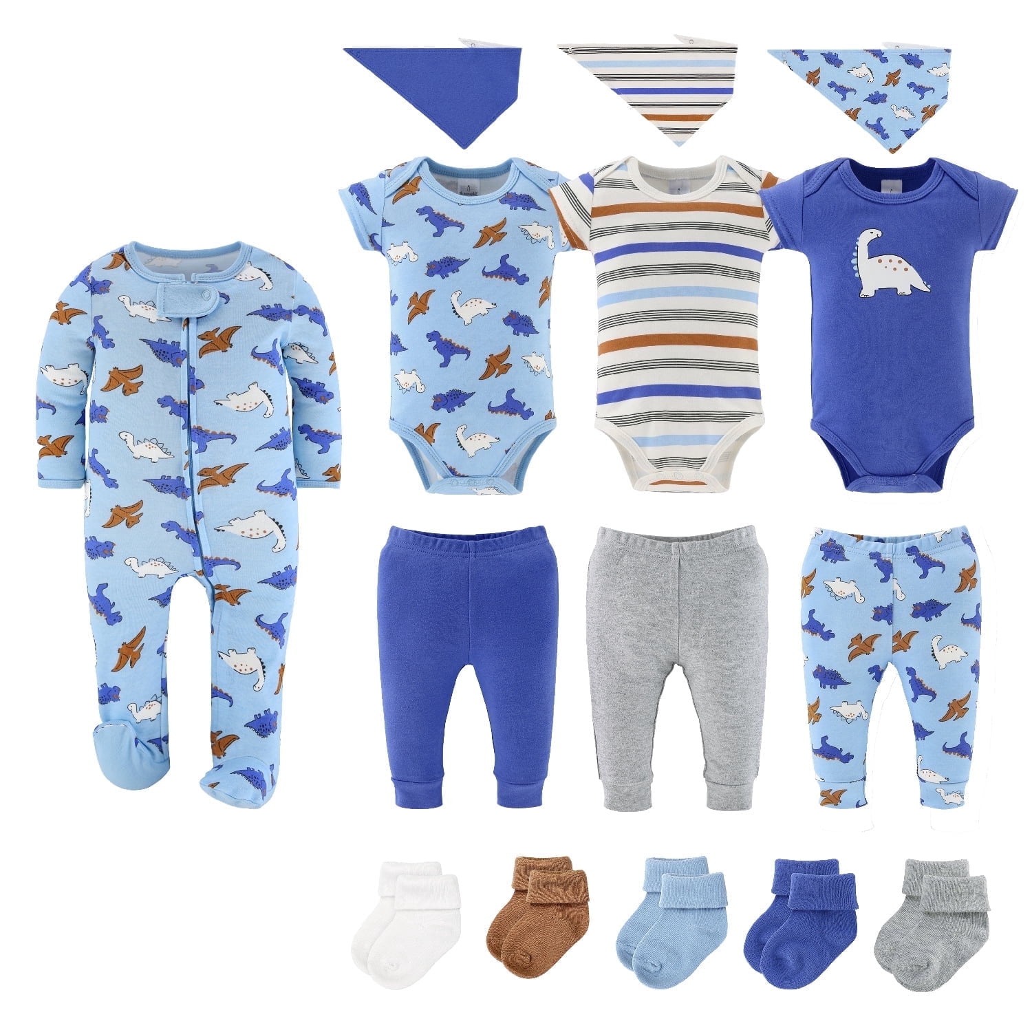The Peanutshell Blue Dino Baby Boy Clothes Set, Sleepers, Bodysuits ...