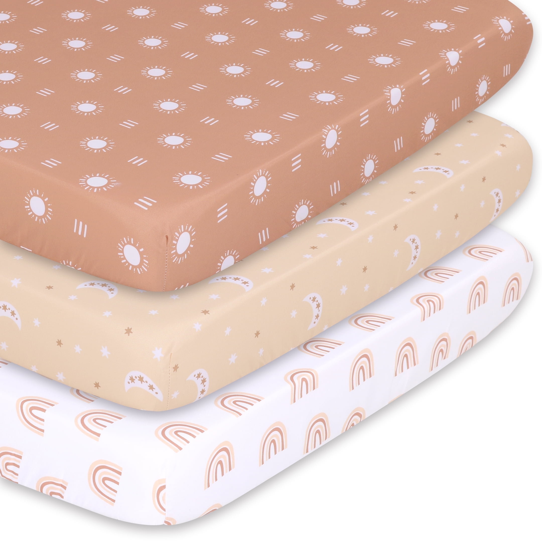 The Peanutshell, Playard Sheet Set, 3 Pack, Boho Mini Crib - Walmart.com