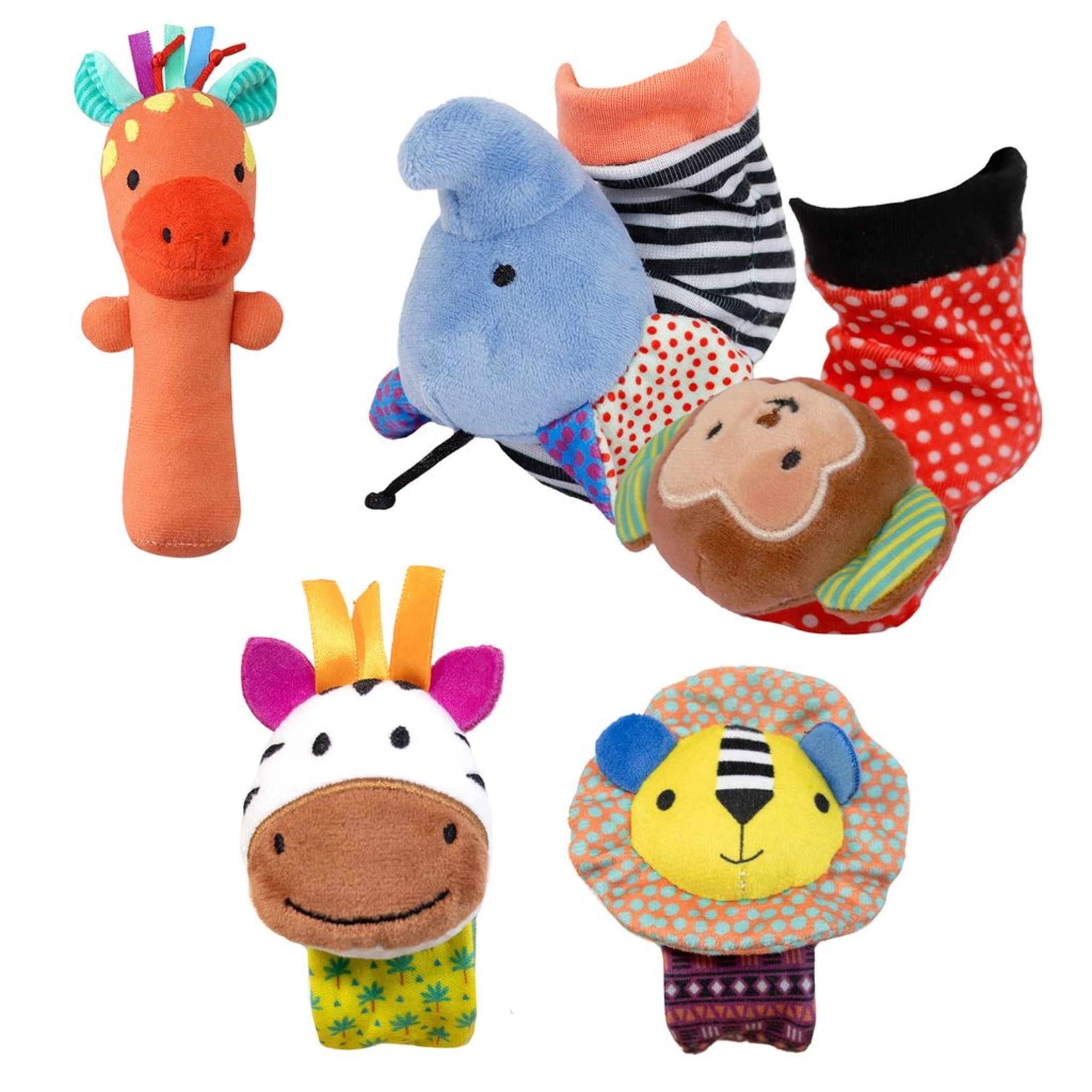 The Peanutshell, Baby Rattle Set, Safari 5-Pc, for Infants 0-12 months ...