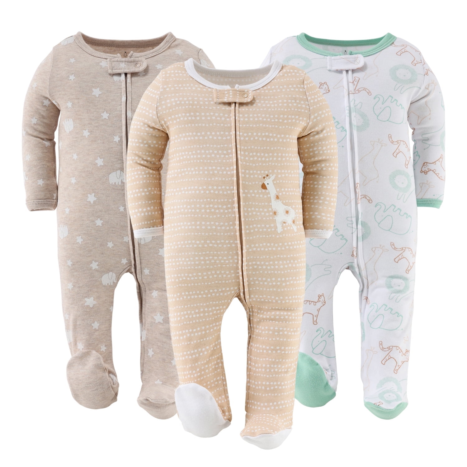 The Peanutshell Serene Safari Baby Onesie Set Baby Bodysuit Onesies for Newborns, 3-Pack ...