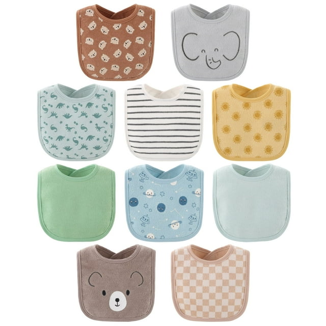 The Peanutshell Soft Neutral Terry Baby Bib 10 Pack Set, Feeding ...