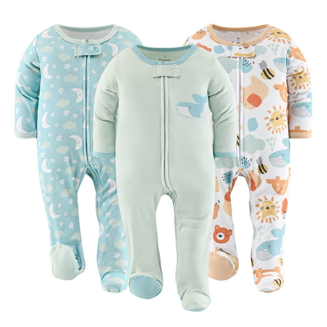 The Peanutshell Sunshine Neutral Footed Baby Sleepers for Boys or Girls ...