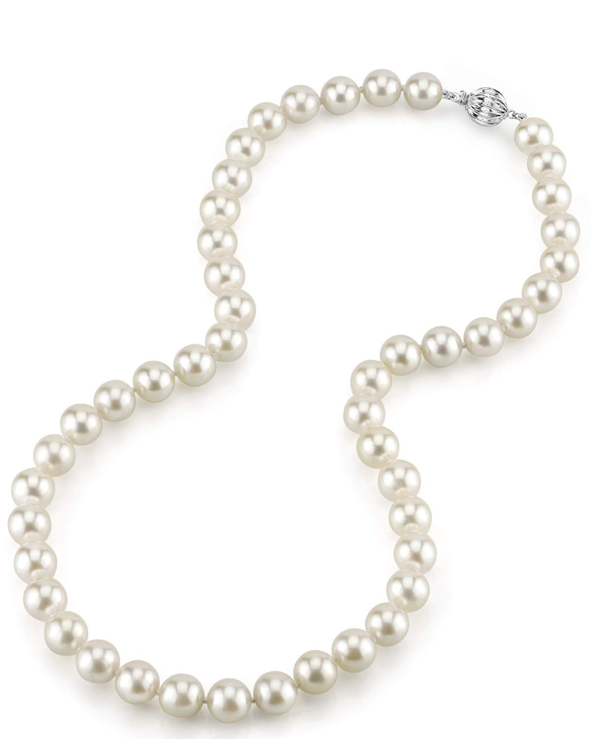 The Pearl Source White Akoya Japanese Pearl Necklace for Women - 14k ...