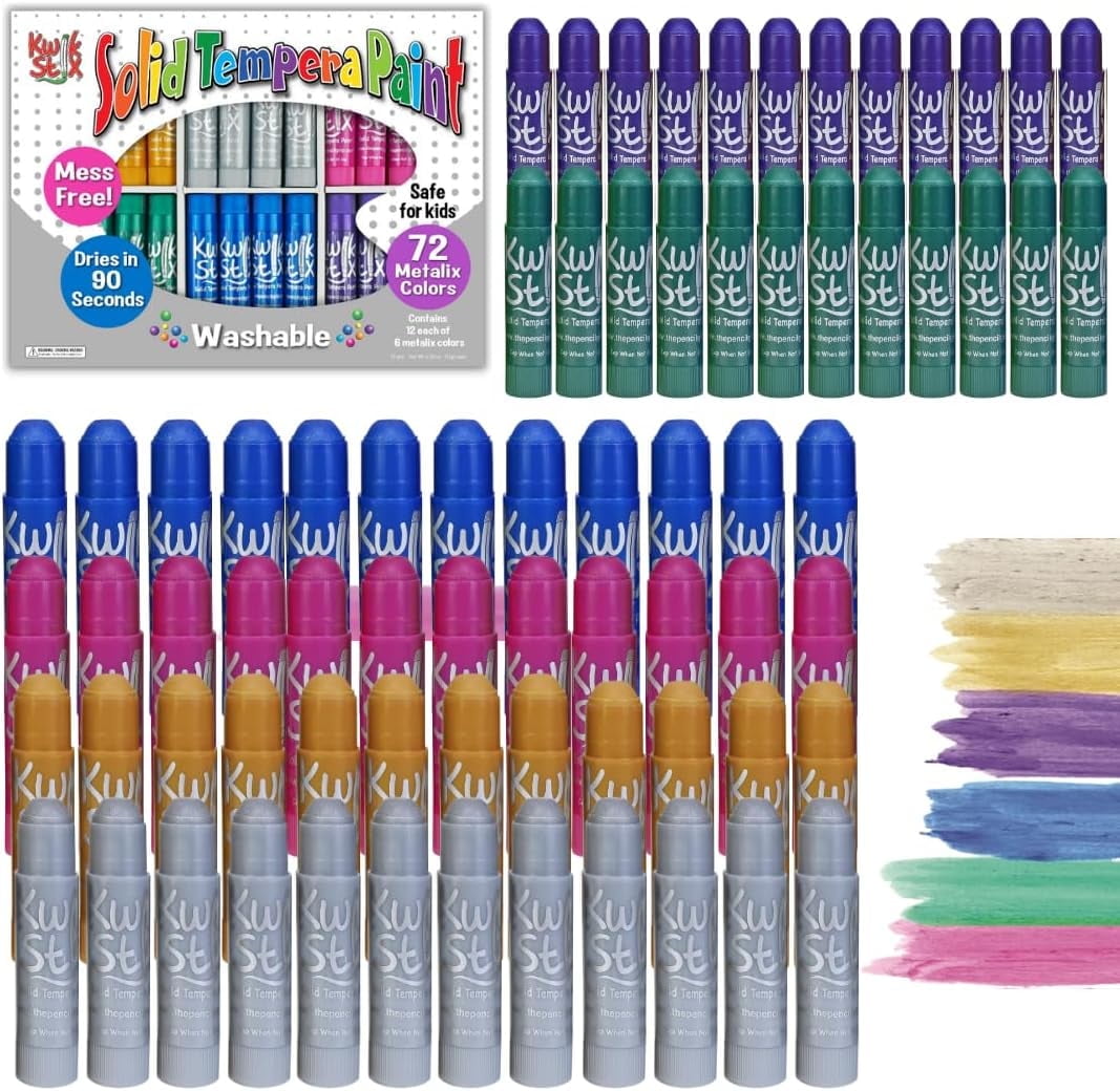 Kwik Stix Solid Tempera Paint Sticks, 72 Metallic Colors, Washable ...