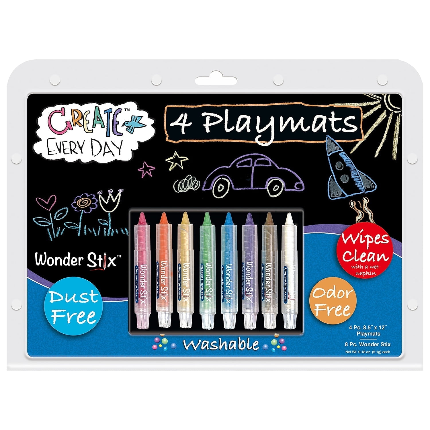 The Pencil Grip Black Board Playmat Kit with 8 Wonder Stix, 8-1/2" x 12 ...