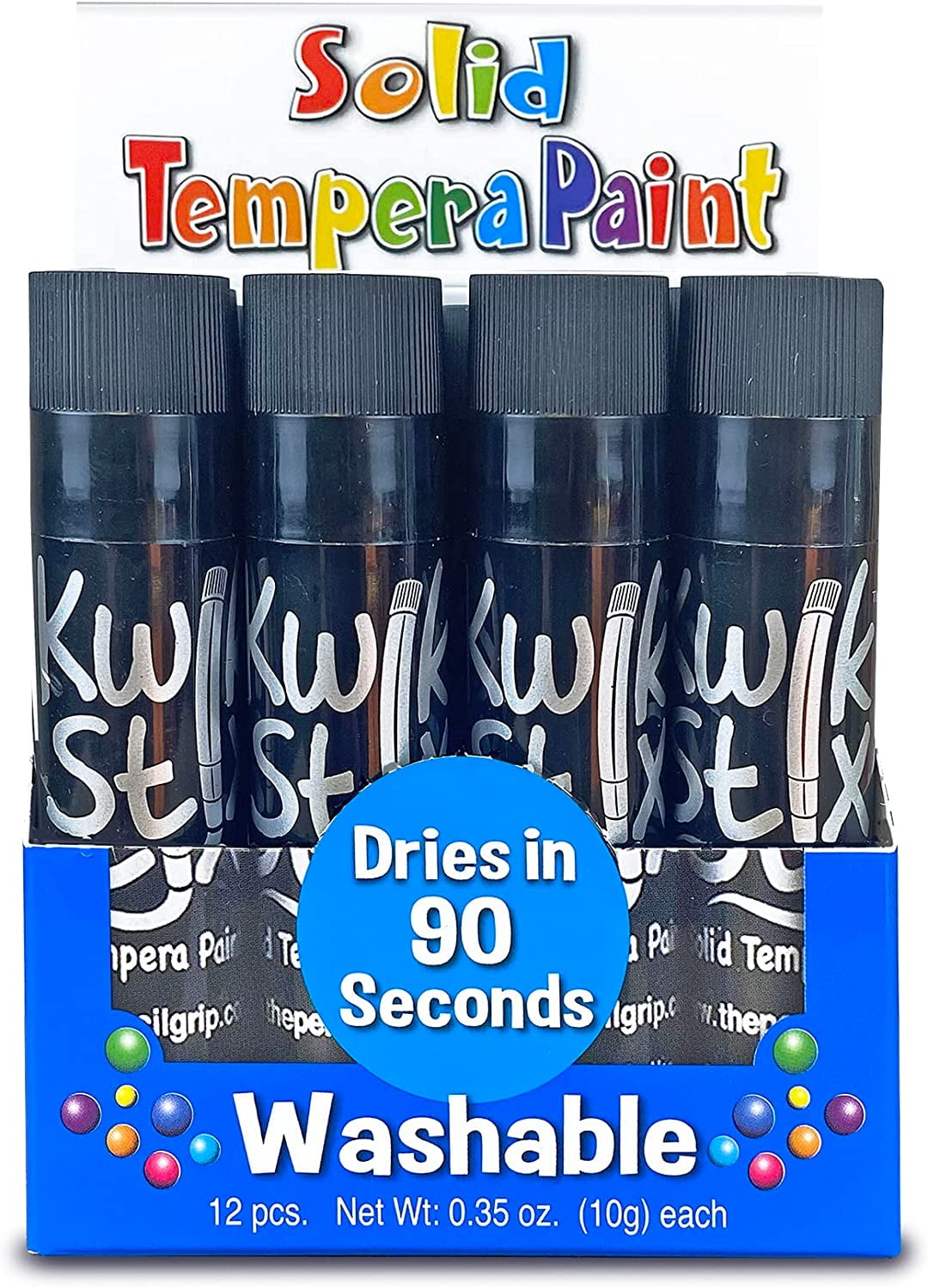 The Pencil Grip Black Kwik Stix, 12 Black Solid Tempera Paint Sticks ...