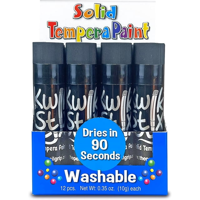 The Pencil Grip Black Kwik Stix, 12 Black Solid Tempera Paint Sticks ...