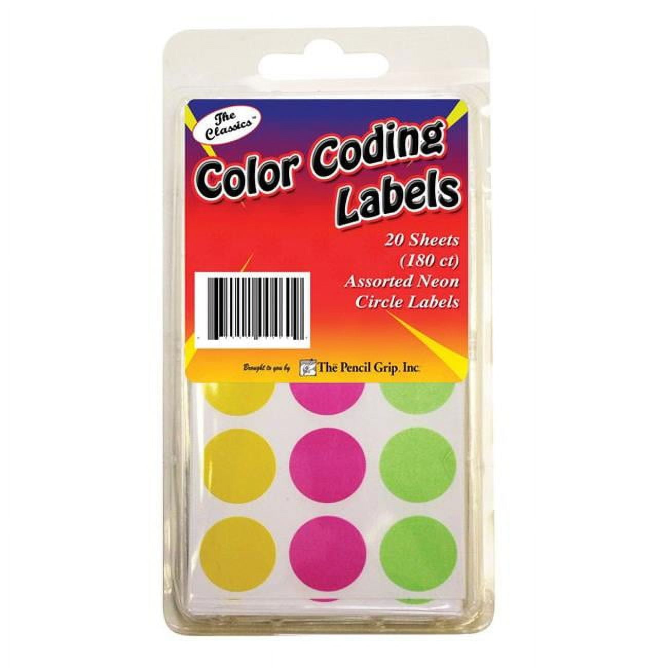 The Pencil Grip Color Coding Circle Labels, Neon, 180 Per Pack, 12 ...