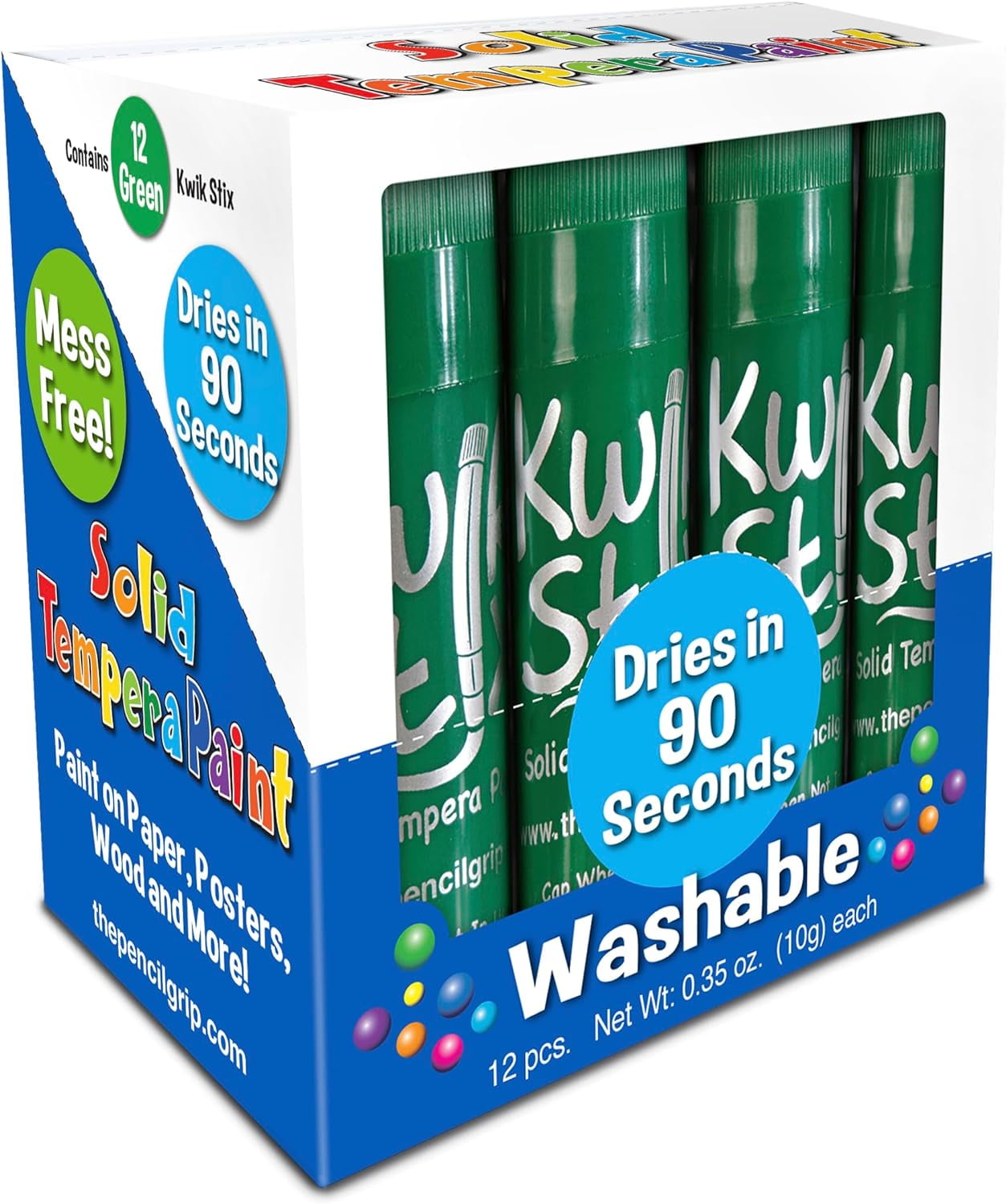 The Pencil Grip Green Kwik Stix, 12 Green Solid Tempera Paint Sticks ...