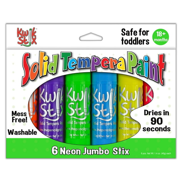 The Pencil Grip Jumbo Solid Tempera Paint Stick, 6 Neon Colors ...