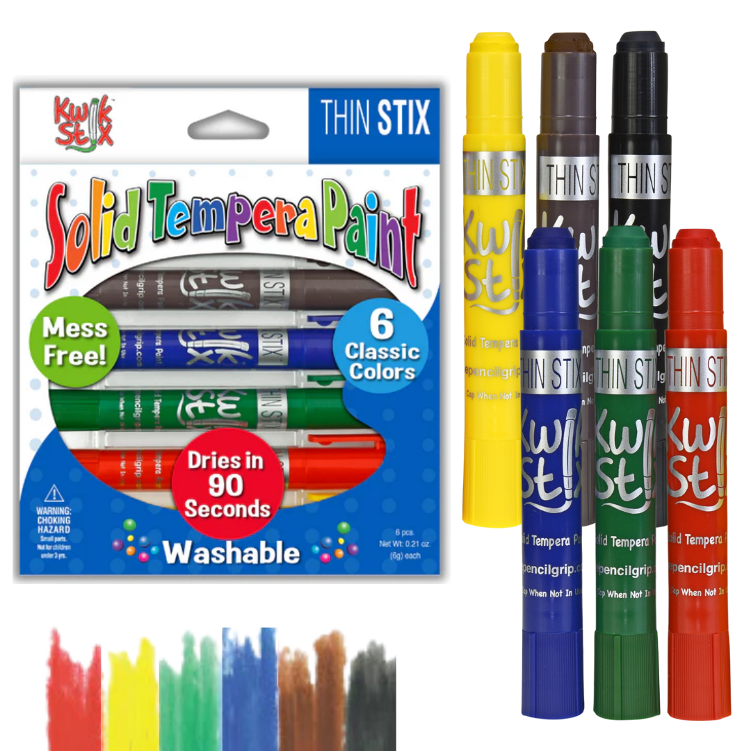 Kwik Stix Thin Stix Solid Tempera Paint Sticks, 6 Count, Classic Colors ...