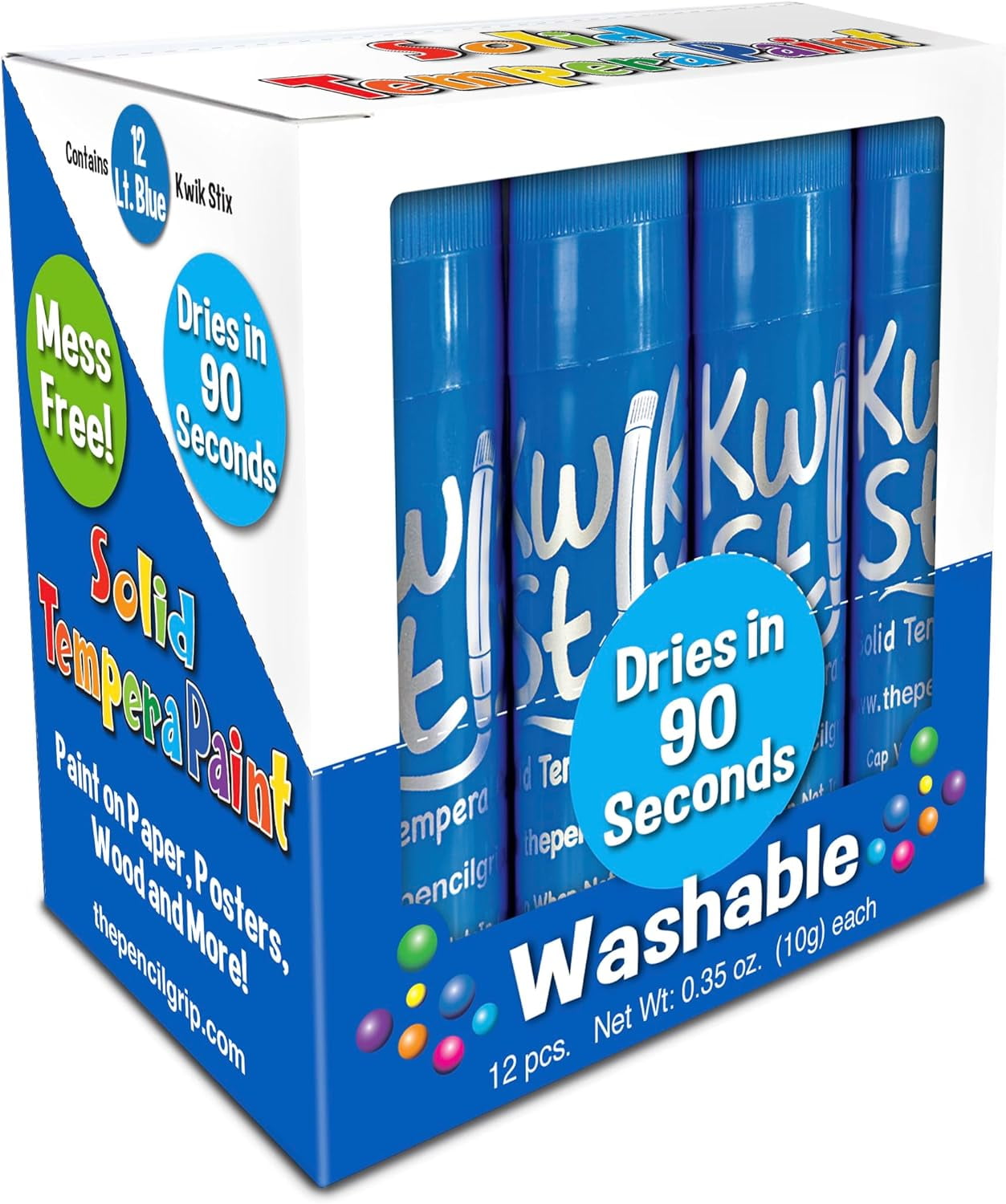 The Pencil Grip Light Blue Kwik Stix, 12 Light Blue Solid Tempera Paint ...