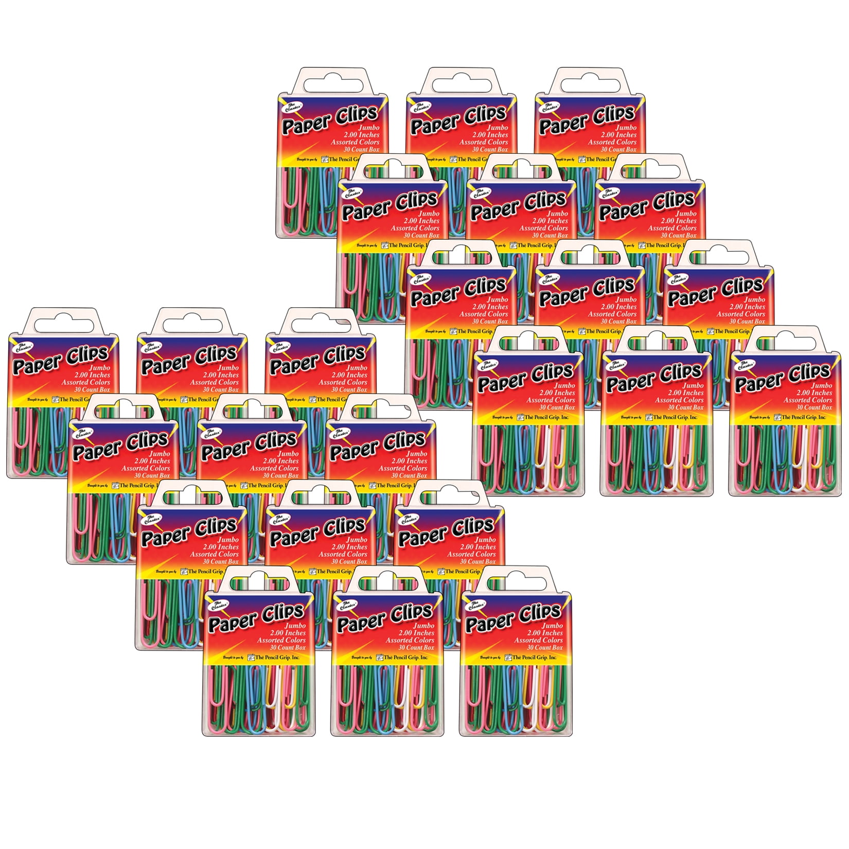 The Pencil Grip The Classics Paper Clips, 2", Assorted Colors, 30 Per ...