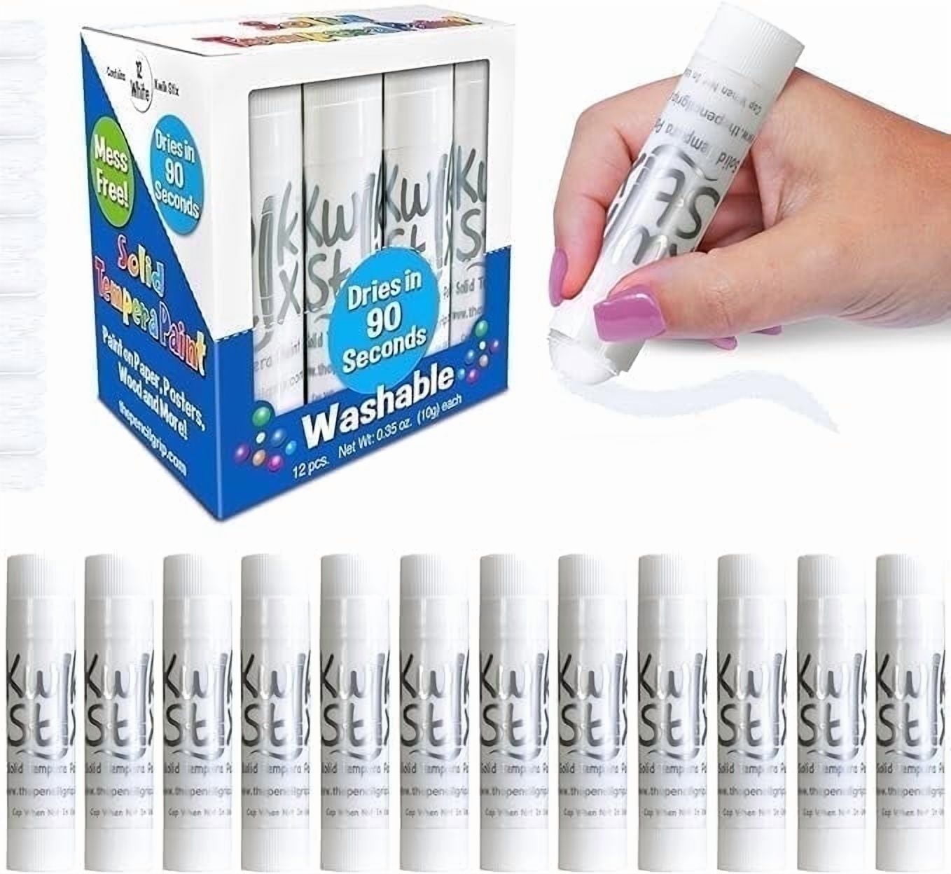 Kwik Stix Solid Tempera Paint Sticks, 12 Count, Single Color White ...