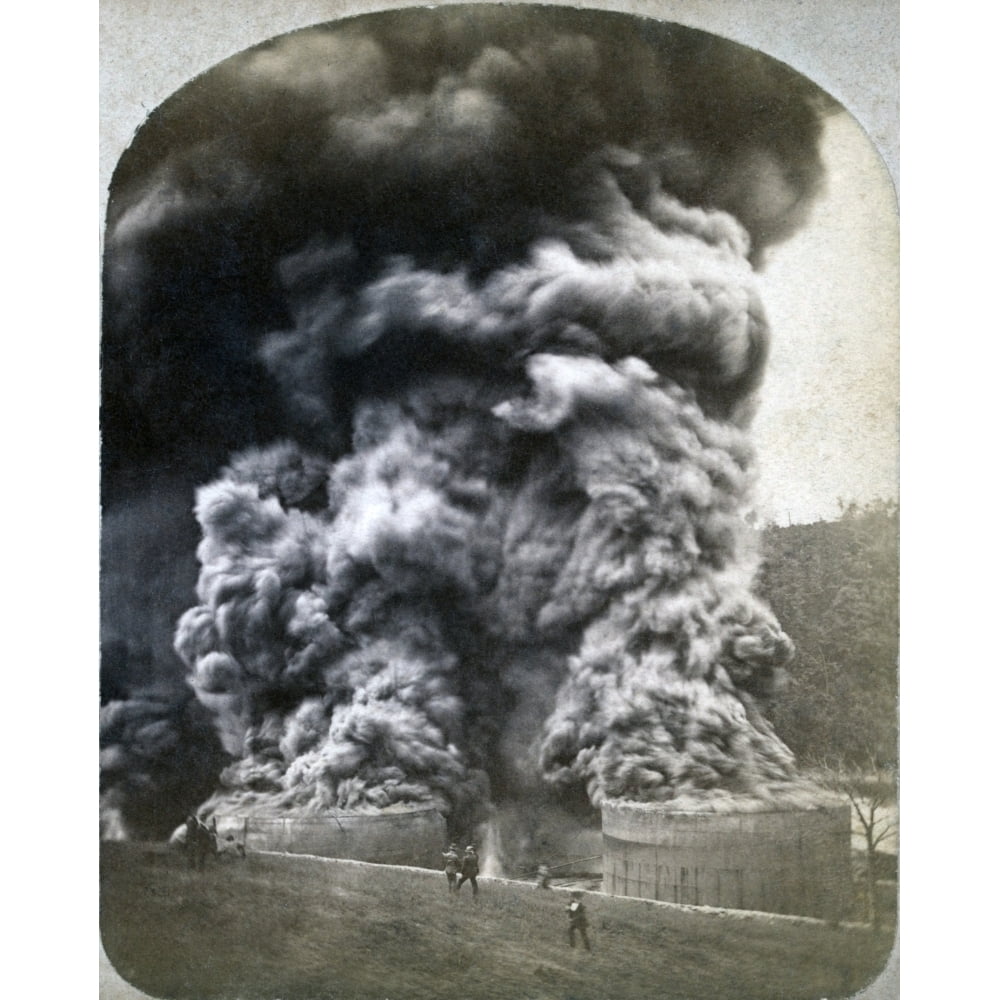 The Pennsylvania Oil Region. Black Smoke Spewing From The Tops Of Two ...