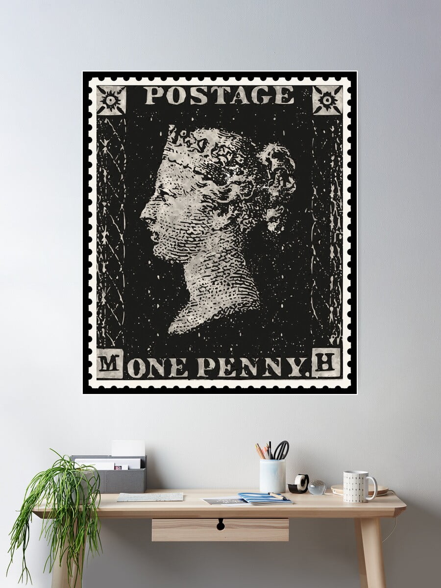 The Penny Black Postage Stamp Poster Wall Art, Modern Wall Decor For ...