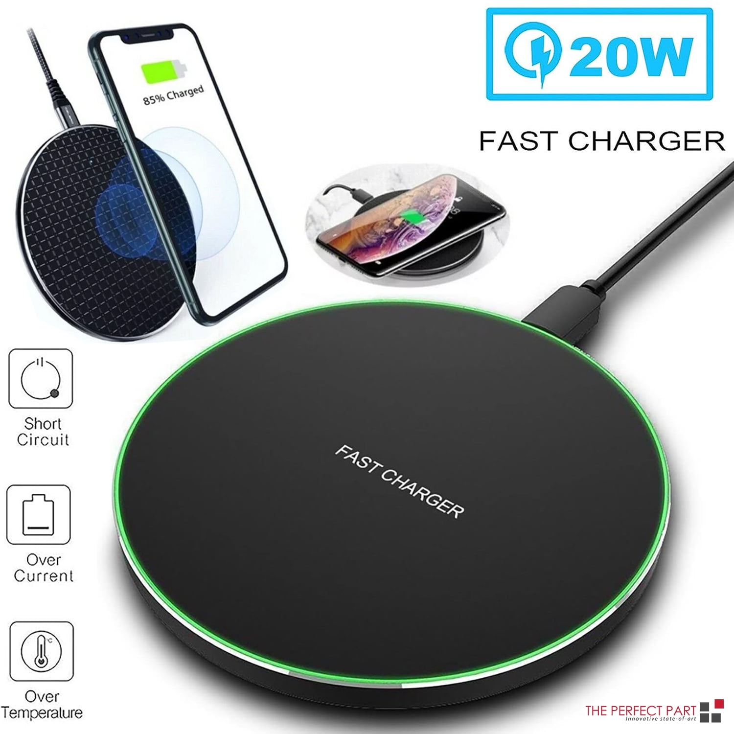 Perfect Part 20W Wall Wireless Charger, Fast Charging Pad for Samsung ...