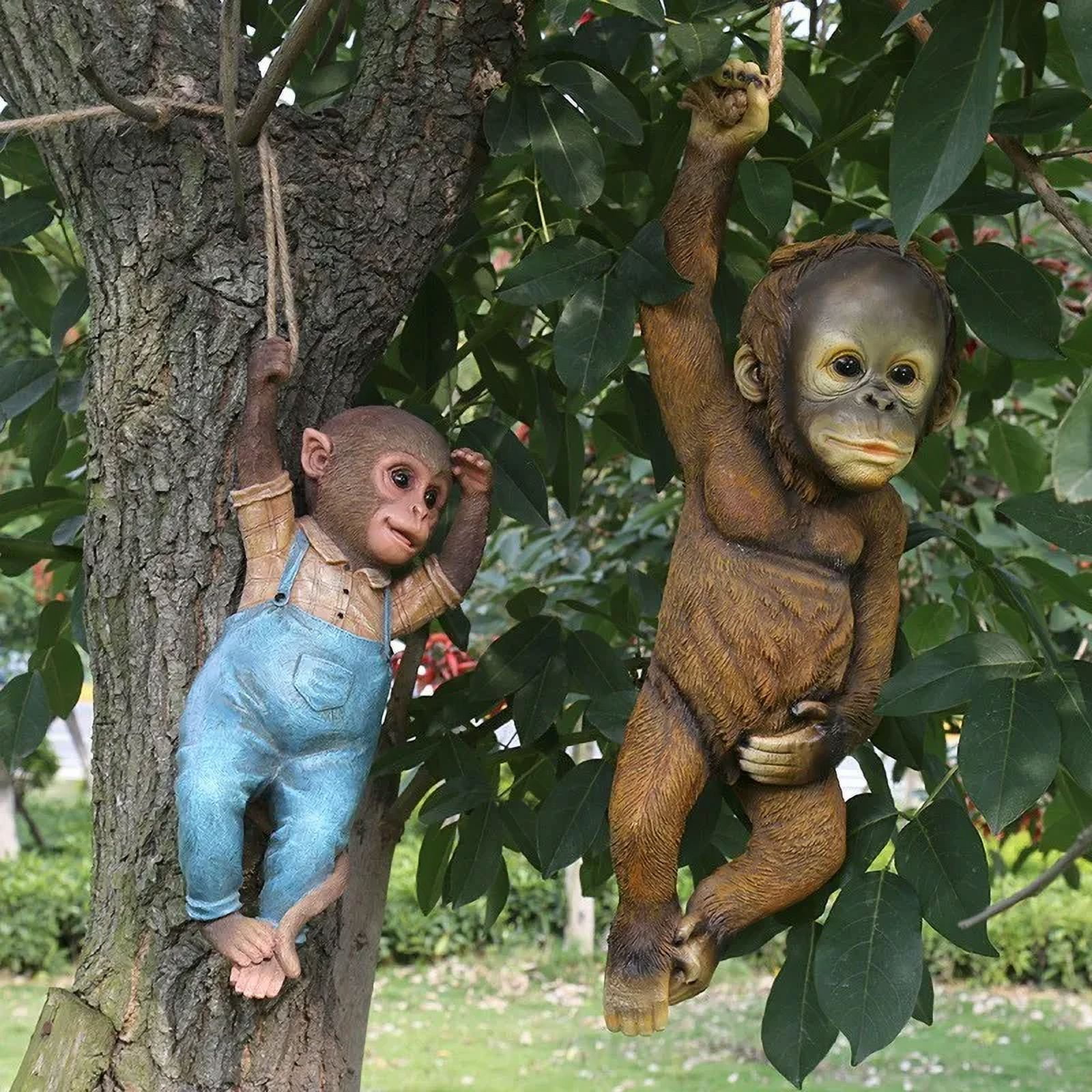 The Perfect Part Resin Hanging Monkey Statue for Outdoor Art & Garden ...
