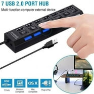 Multi Port USB Hub Splitter, 7-Port USB 2.0 Hub for Laptop, USB Port Expander with On/Off ...