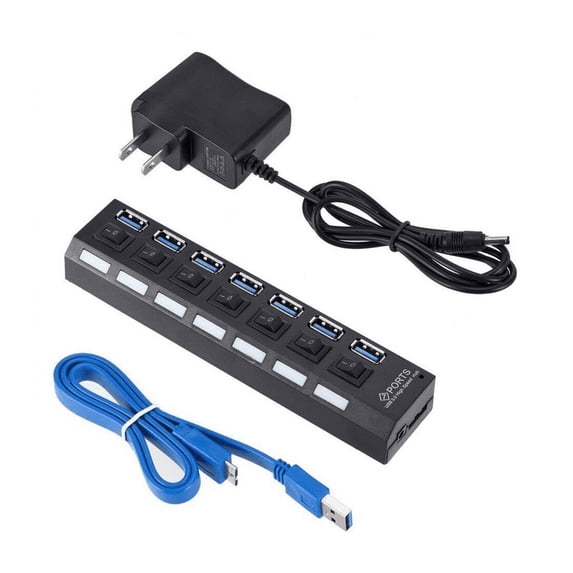The Perfect Part Multi Port USB Splitter, 7 Port USB 2.0 or 3.0 Hub ...