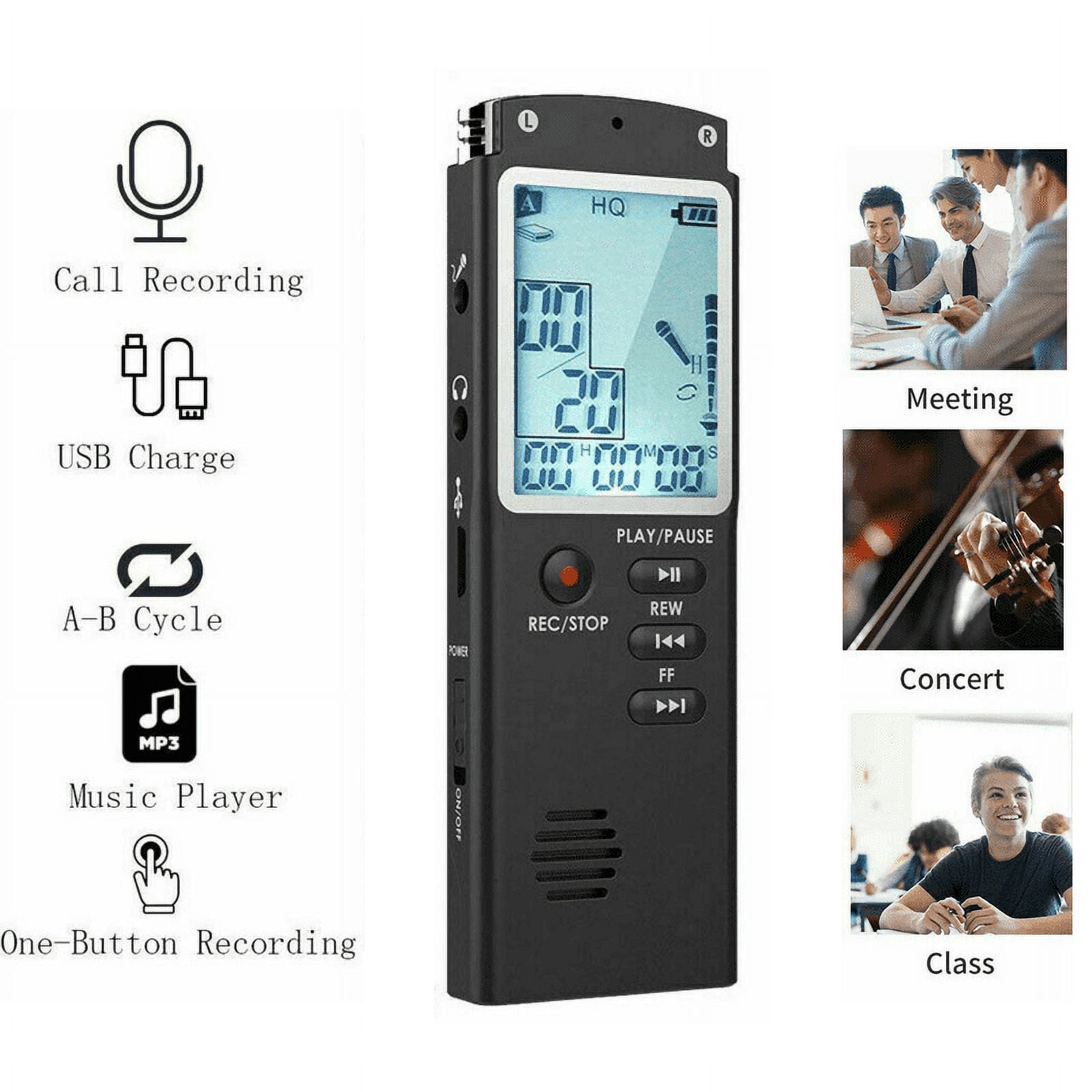 The Perfect Part Voice Activated Recorder with Earphone & USB Charge ...