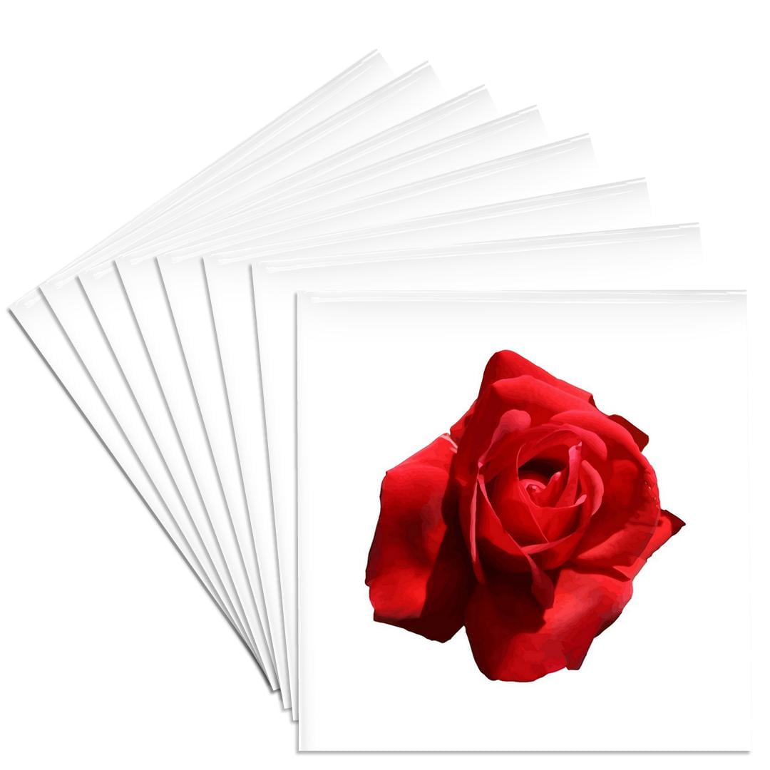 3drose, the Perfect Red Rose Photograph Cut Out, Set of 8 Ceramic Tile ...