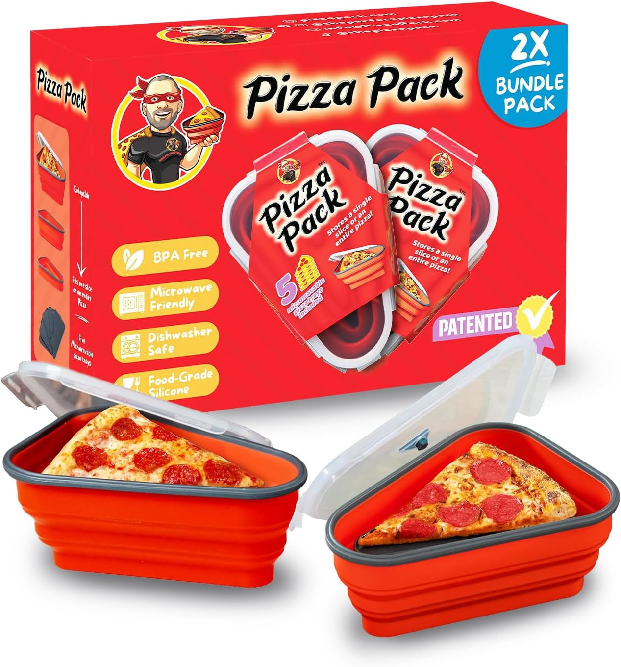 The Perfect Reusable Pizza Storage with 5 Microwavable Serving Tray ...