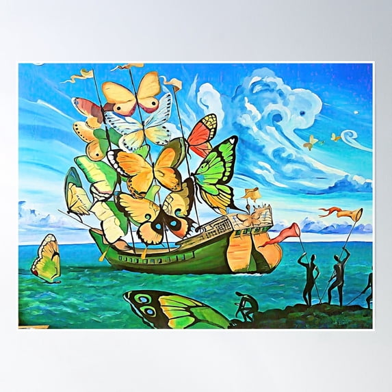 The Persistence Of Ship With Butterfly, Salvador Dali Print, Surrealism ...