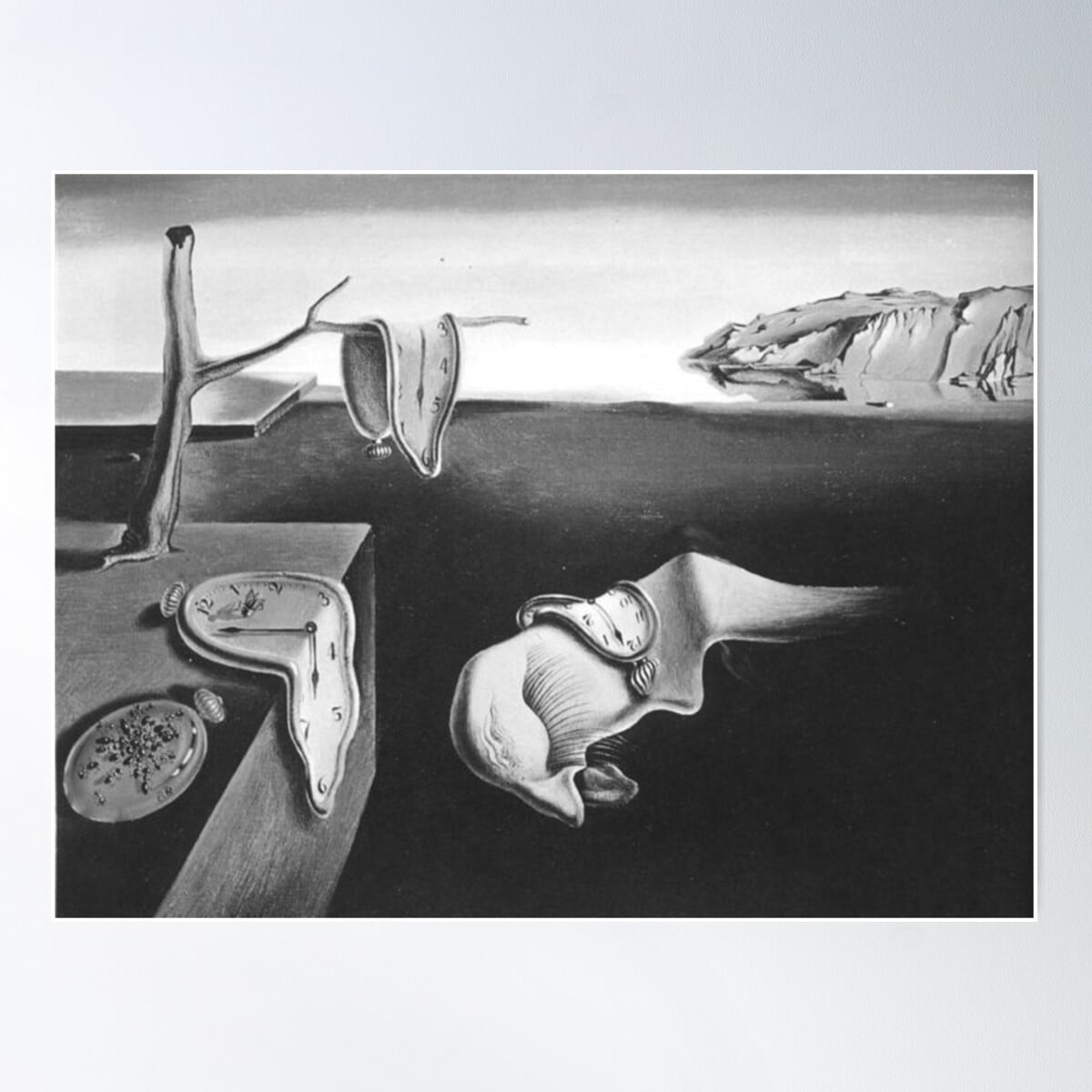 The Persistence Of Time By Salvador Dali (Black And White) Poster Wall ...
