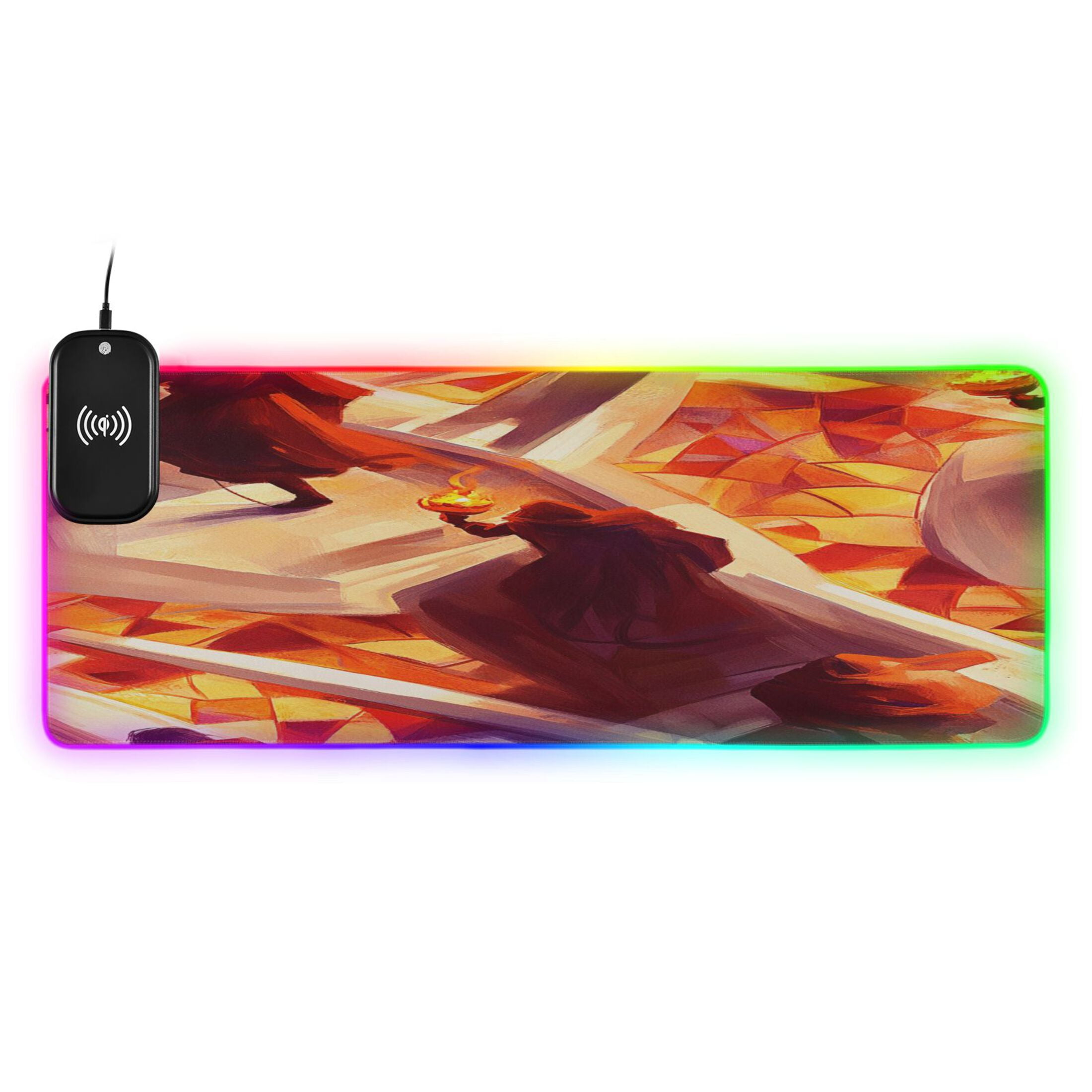 The Person Holding A Torch Large RGB Gaming Mouse Pad with Fast ...