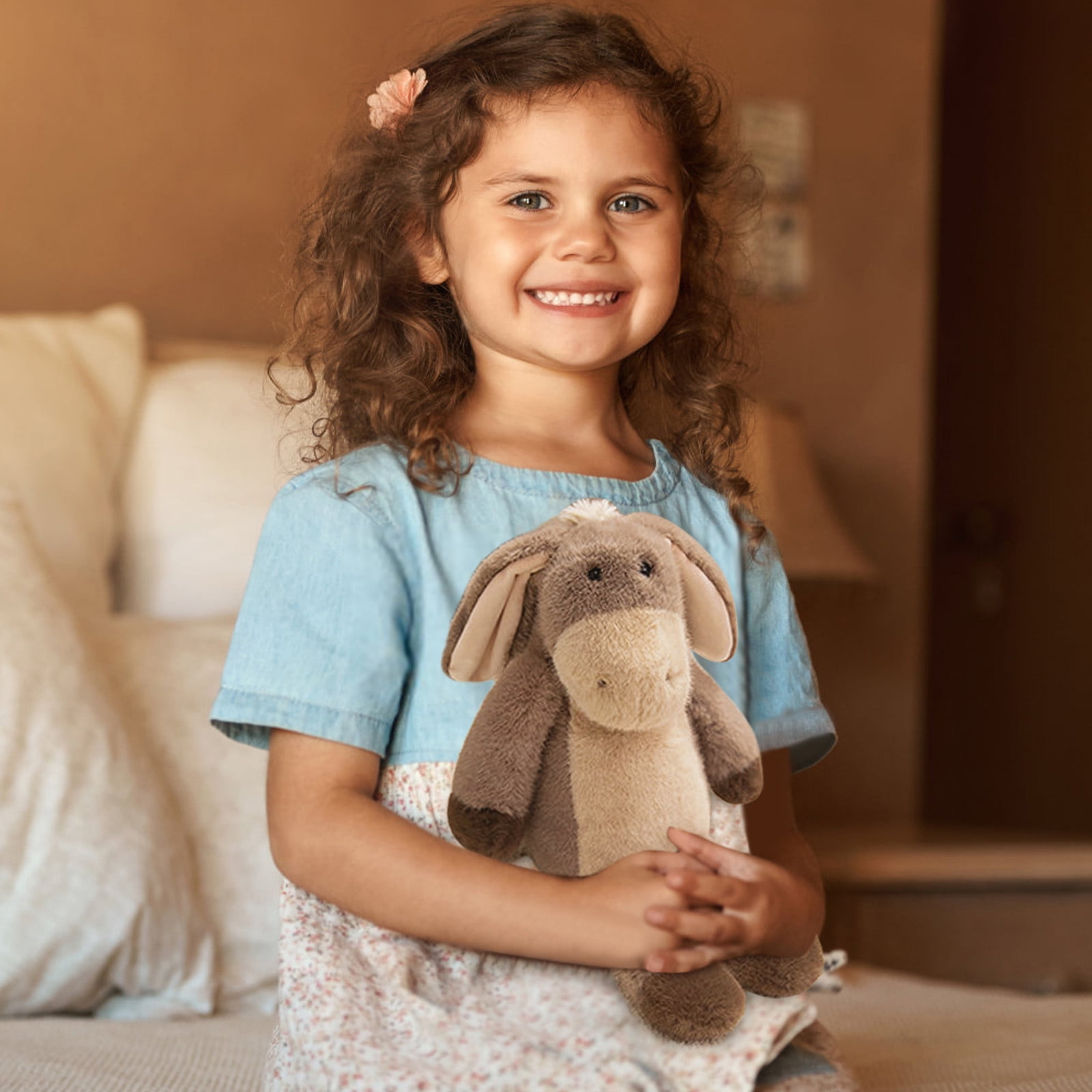 The Petting Zoo Donkey Stuffed Animal Plushie, Adorable Gray Donkey ...