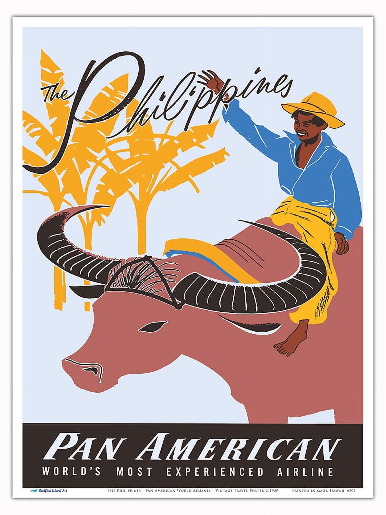 The Philippines - Pan American World Airlines - Vintage Airline Travel Poster c.1950 - Master ...