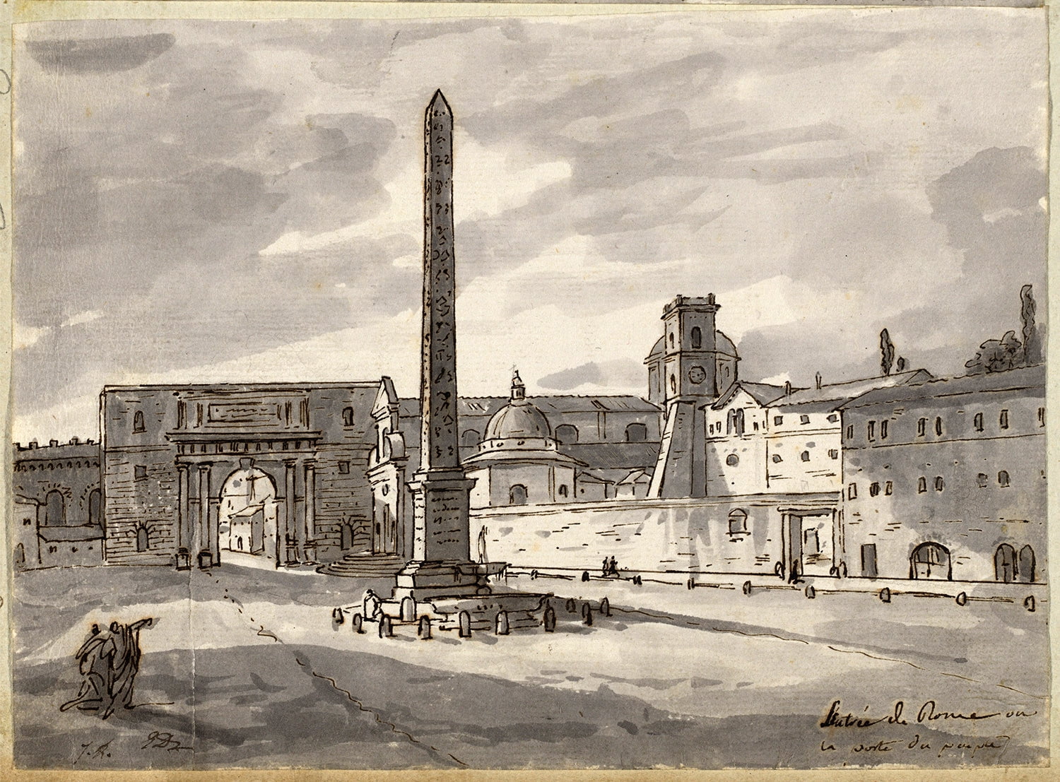 The Piazza del Popolo by Jacques-Louis David - 12" x 18" Art Print Wall ...