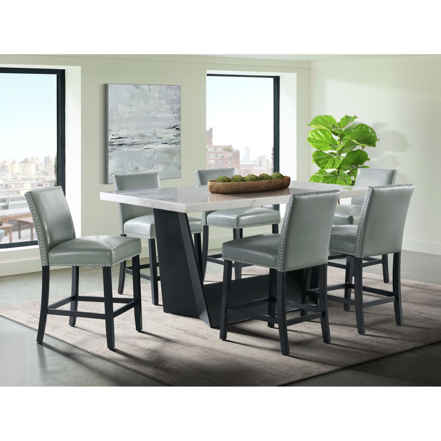 The Picket House Furnishings Dillon Counter Height Marble Table in ...